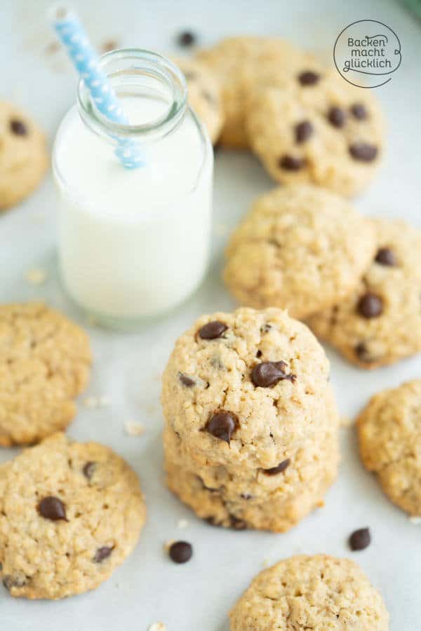 Einfache Haferflocken-Cookies mit Schokolade | Backen macht glücklich